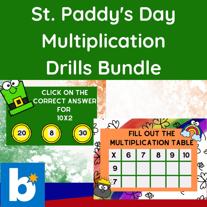 St. Paddy's Day Multiplication Drills Times Table Practice for 1s -12s ...
