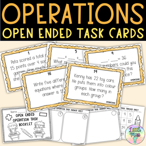 Operation Task Cards Workbook - Open Ended Math Questions - Addition ...