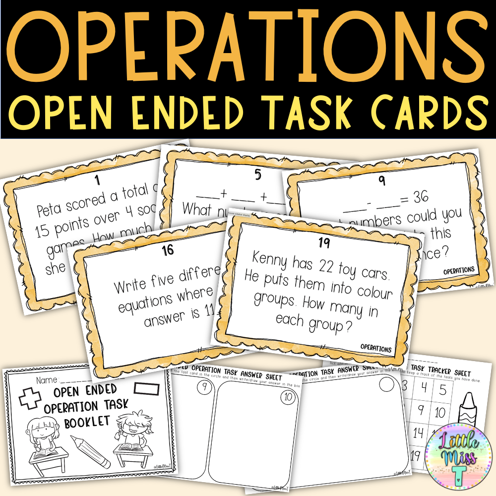 Operation Task Cards Workbook - Open Ended Math Questions - Addition ...