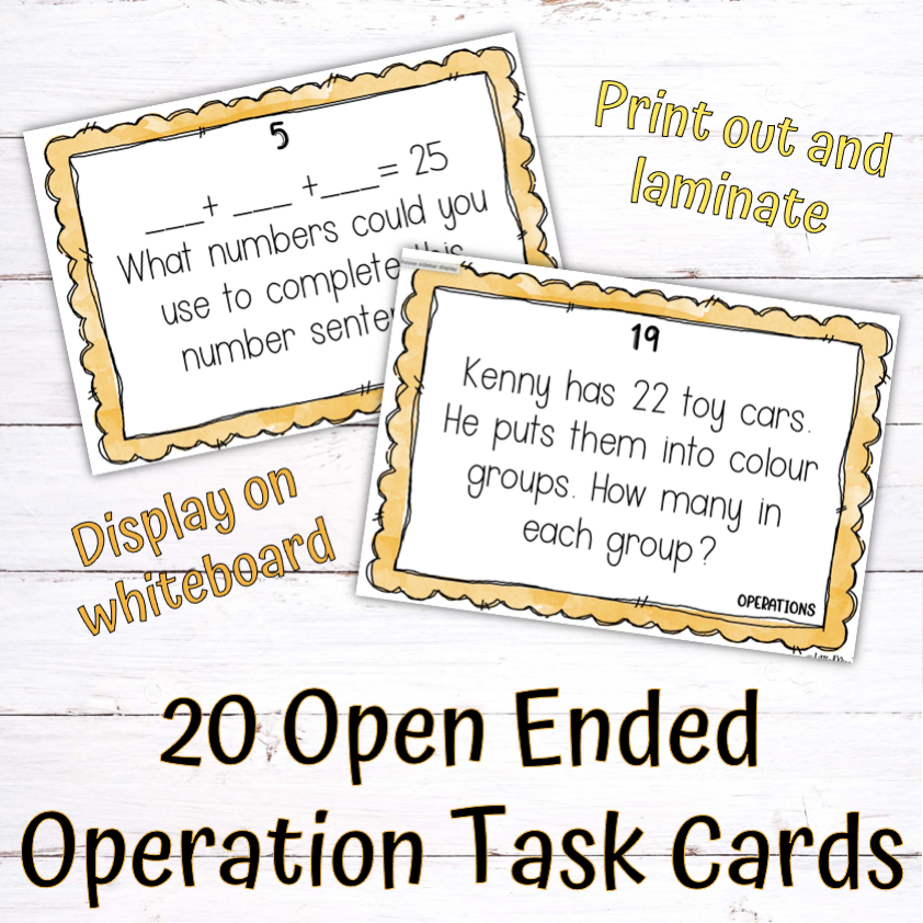 Operation Task Cards Workbook - Open Ended Math Questions - Addition ...