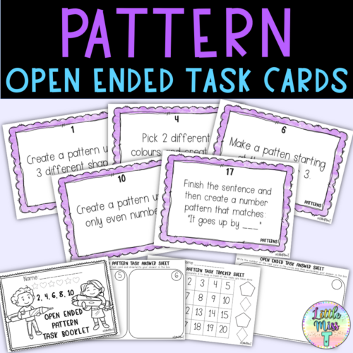 Pattern Task Cards - Open Ended Math Questions - Shapes Colors Numbers ...