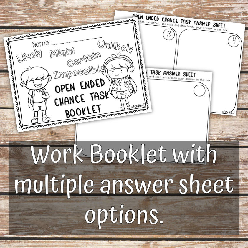 Chance and Probability Task Cards and Workbook - Open Ended Math ...