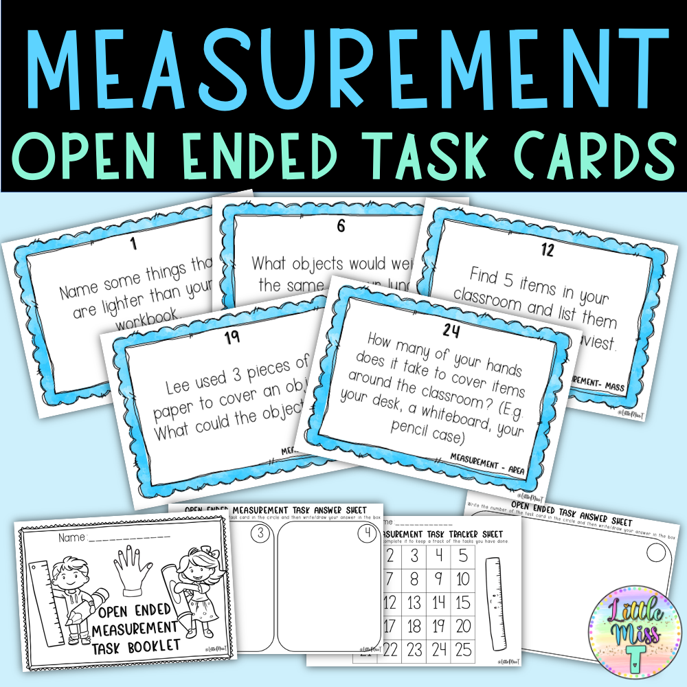 Measurement Task Cards - Open Ended Math Questions - Mass - Area | Made ...