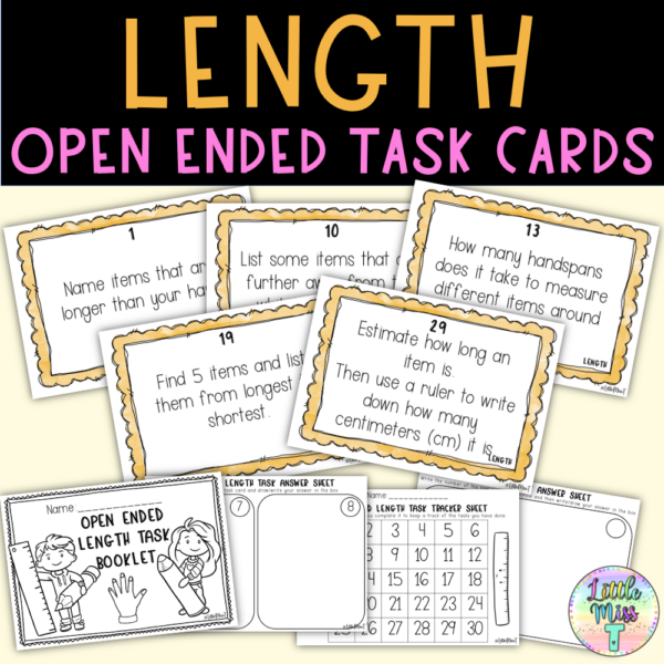 Length Measurement Task Cards - Open Ended Math Questions - Measuring ...