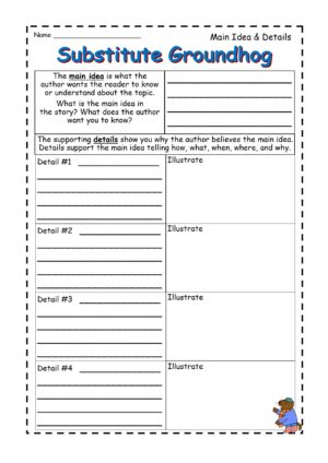 Substitute Groundhog Main Idea Retell Summarize Character Traits | Made ...