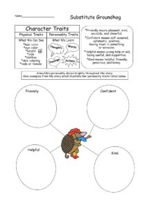 Substitute Groundhog Main Idea Retell Summarize Character Traits | Made ...