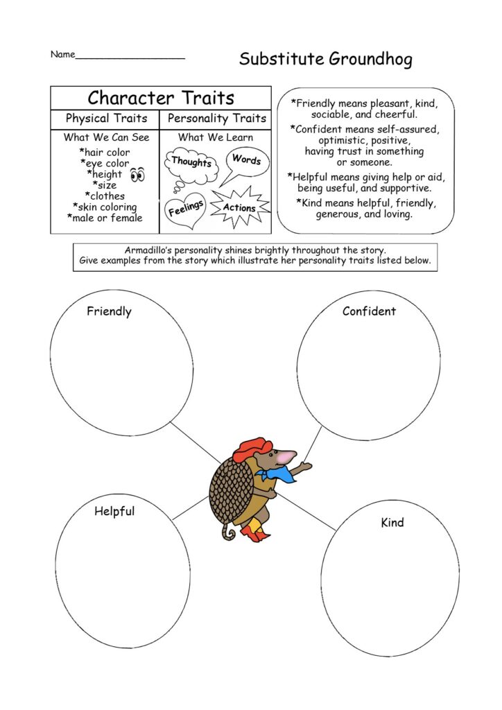 Substitute Groundhog Main Idea Retell Summarize Character Traits | Made ...