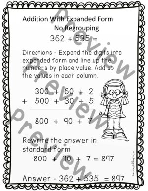 3 Digit Addition Expanded Form Addition Strategies Worksheets | Made By ...
