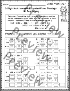 3 Digit Addition Expanded Form Addition Strategies Worksheets | Made By ...