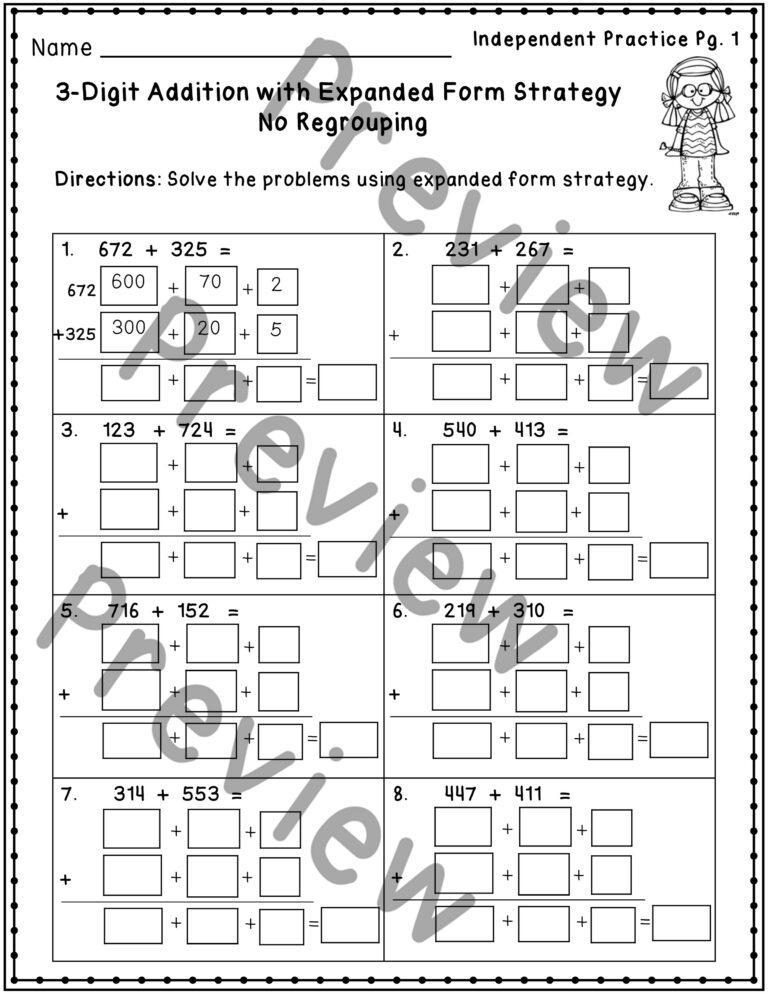 3 Digit Addition Expanded Form Addition Strategies Worksheets | Made By ...
