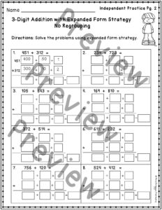 3 Digit Addition Expanded Form Addition Strategies Worksheets | Made By ...