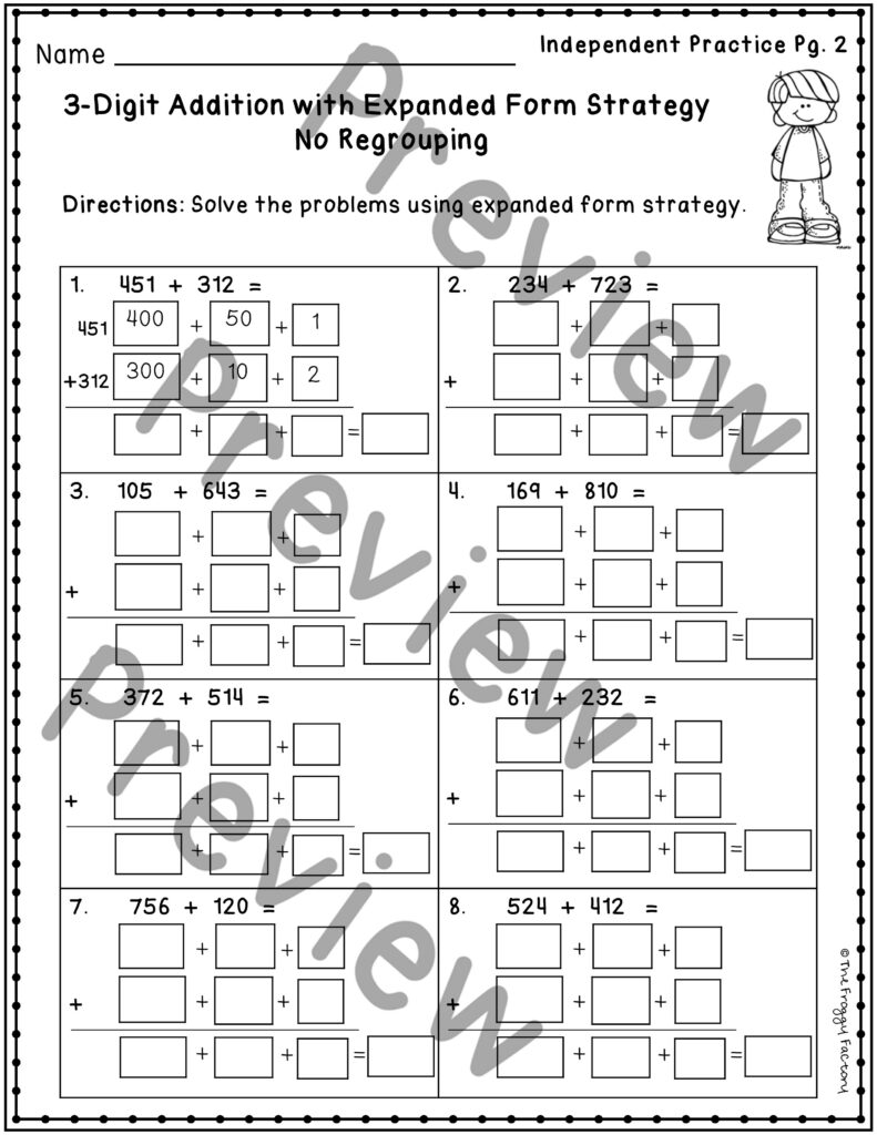 3 Digit Addition Expanded Form Addition Strategies Worksheets | Made By ...