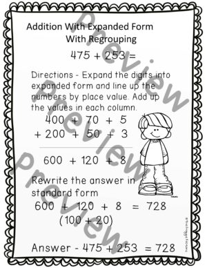 3 Digit Addition Expanded Form Addition Strategies Worksheets | Made By ...