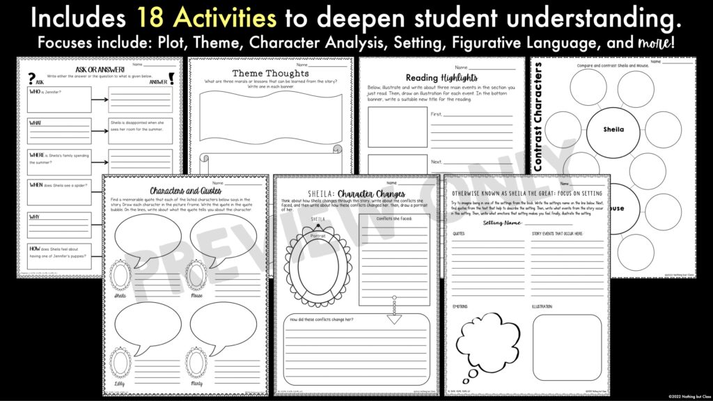 Otherwise Known As Sheila the Great Novel Study | Comprehension with ...
