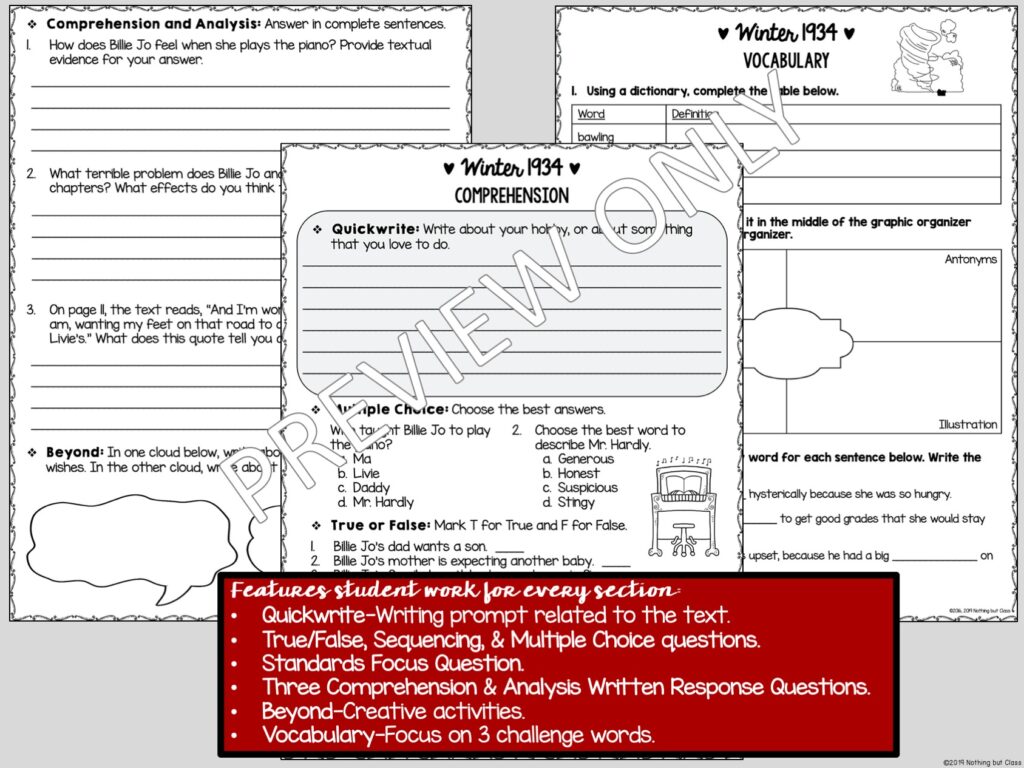 Out of the Dust Novel Study | Comprehension and Vocabulary with ...