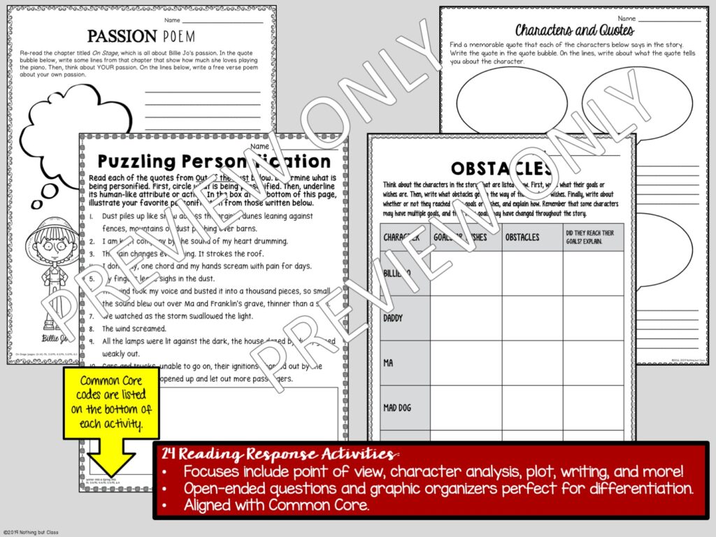 Out of the Dust Novel Study | Comprehension and Vocabulary with ...