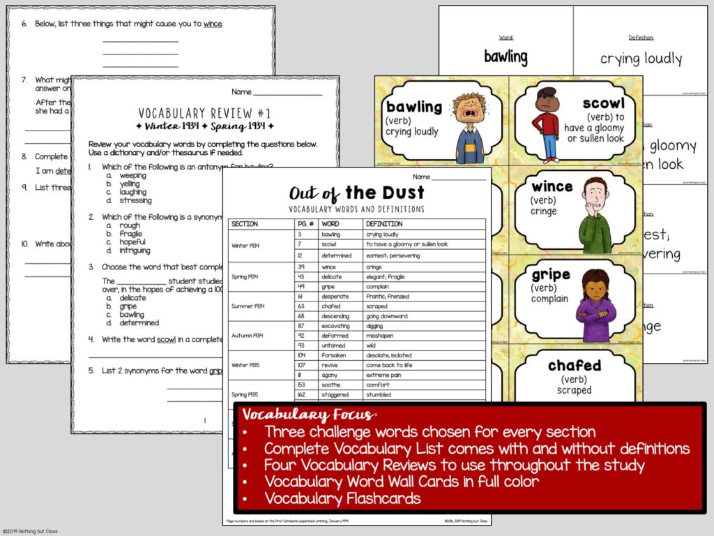 Out of the Dust Novel Study | Comprehension and Vocabulary with ...