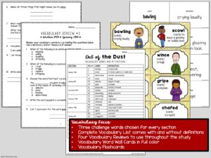 Out of the Dust Novel Study | Comprehension and Vocabulary with ...