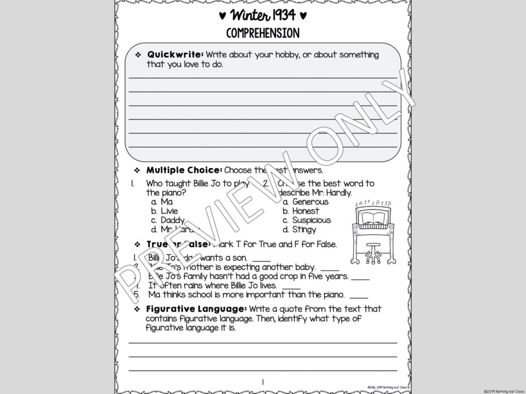 Out of the Dust Novel Study | Comprehension and Vocabulary with ...