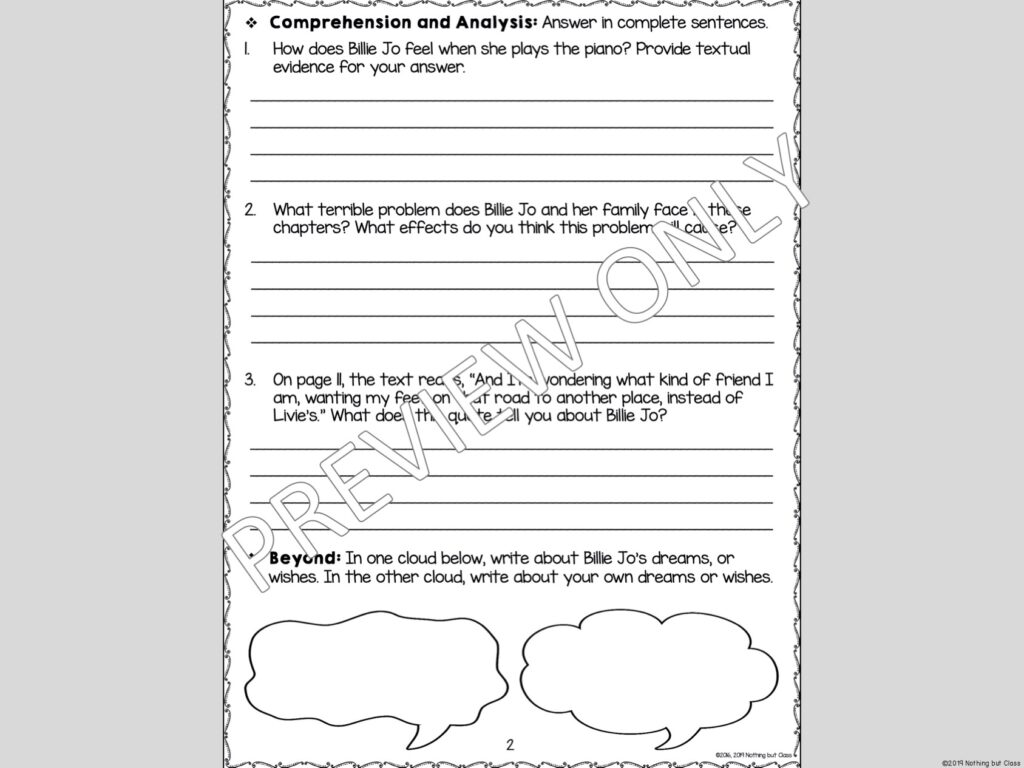 Out of the Dust Novel Study | Comprehension and Vocabulary with ...