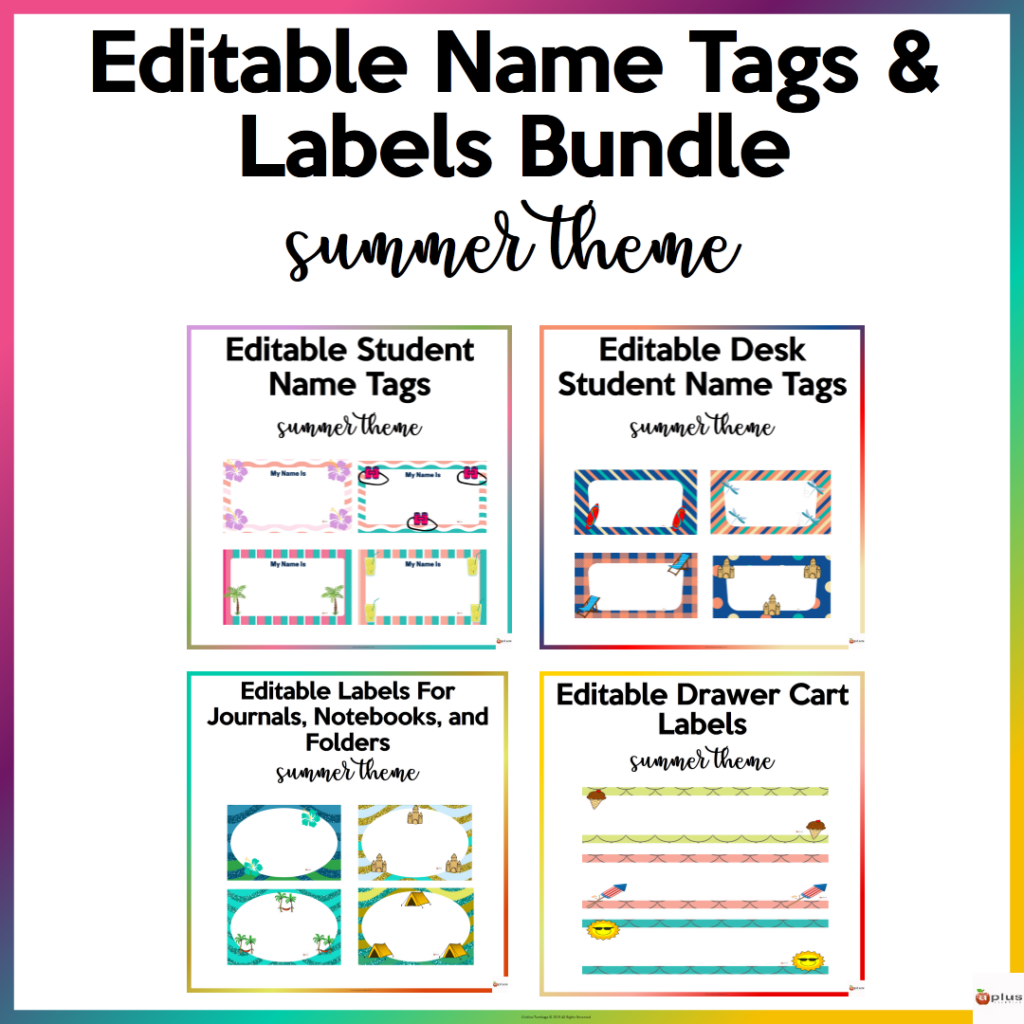 Editable Name Tags and Labels Summer Theme Bundle | Made By Teachers