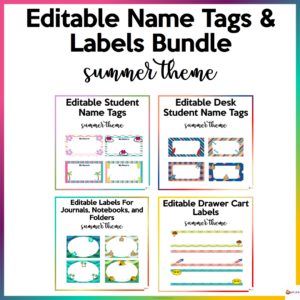 Editable Name Tags and Labels Summer Theme Bundle | Made By Teachers