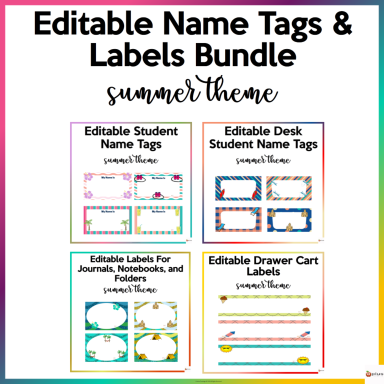 Editable Name Tags and Labels Summer Theme Bundle | Made By Teachers