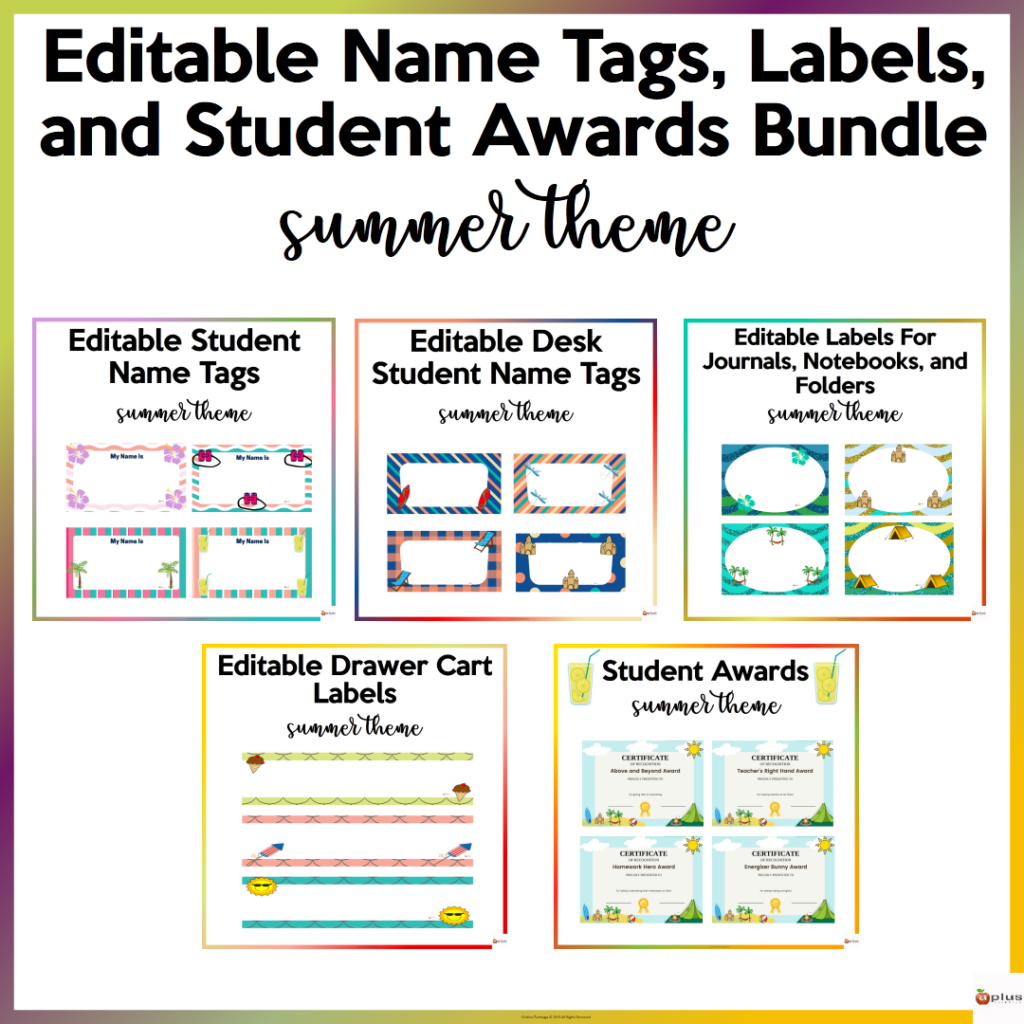 Editable Desk Name Tags Kids Theme | Made By Teachers