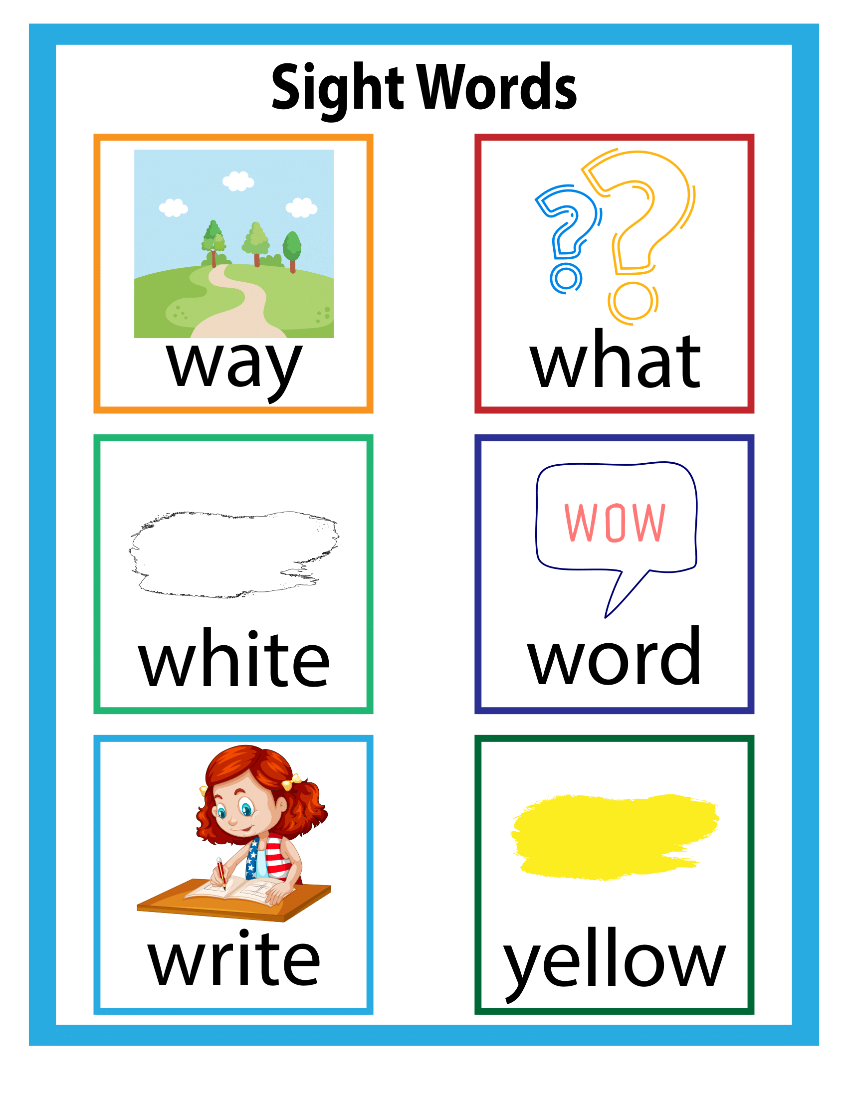 Sight Words Printable Worksheet for Kids -Printable educational ...