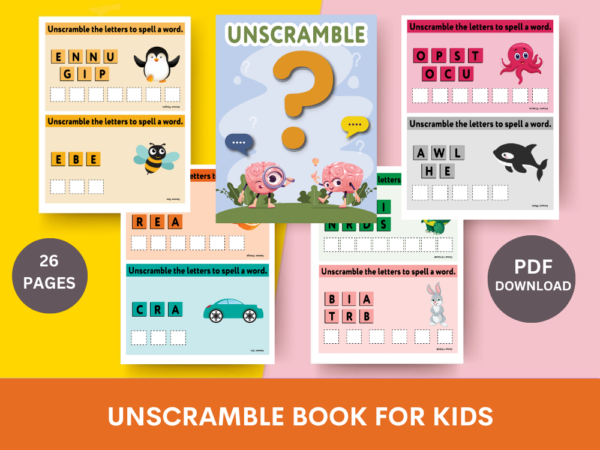 unscramble Printable Work book for Kids -Printable educational ...