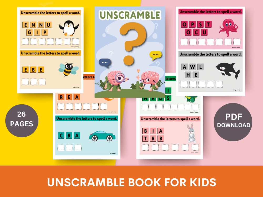 unscramble Printable Work book for Kids -Printable educational ...