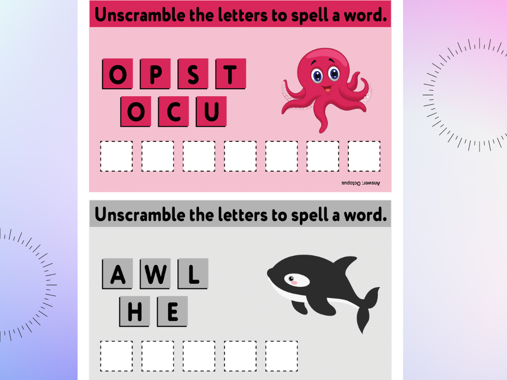 unscramble Printable Work book for Kids -Printable educational ...