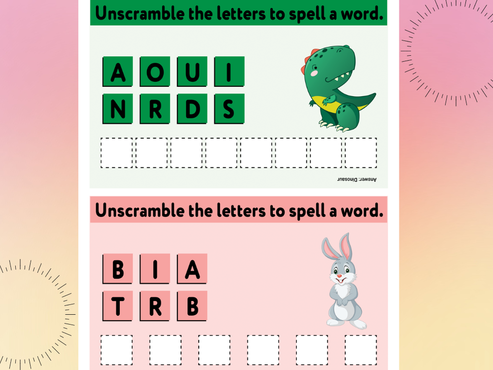 unscramble Printable Work book for Kids -Printable educational ...