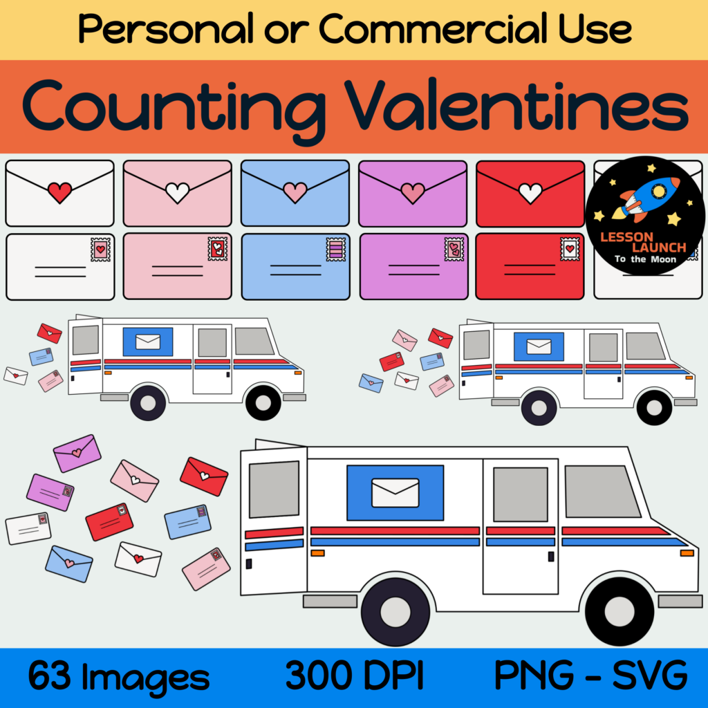 Valentines Flying out of a Mail Truck (Counting Letters) - Clipart ...