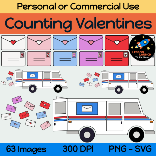 Valentines Flying out of a Mail Truck (Counting Letters) - Clipart ...