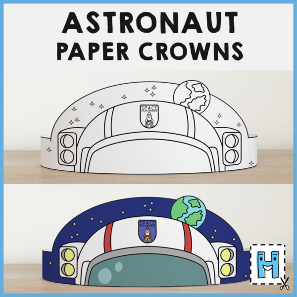 Astronaut Helmet Paper Crowns Headband Printable Coloring Craft ...