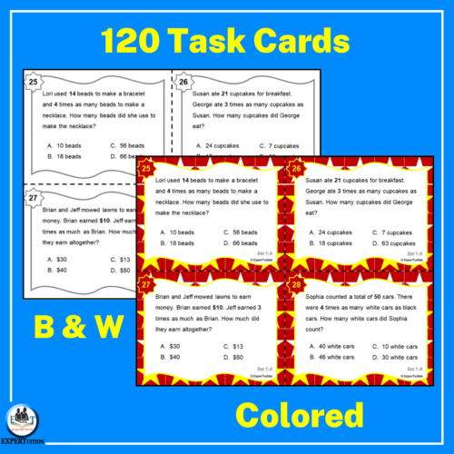 Multiplicative Comparison Word Problems Worksheets & Task Cards Bundle ...