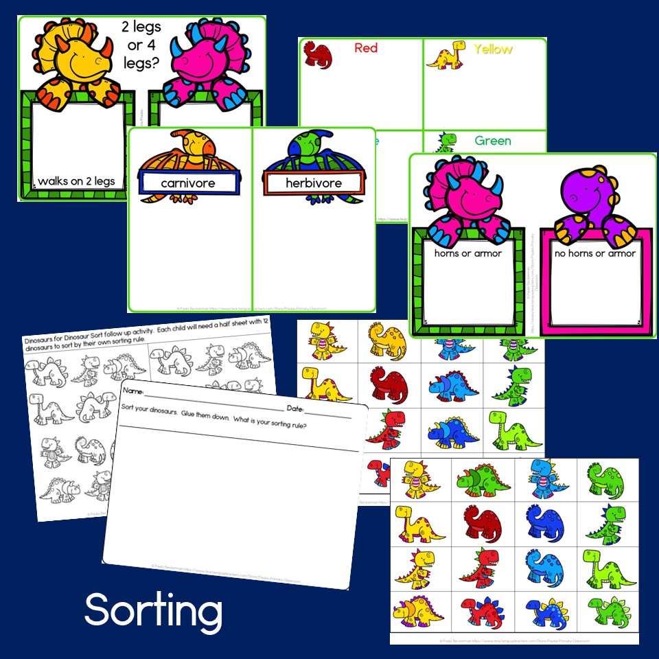 Dinosaur Math Graphing Sorting and Venn Diagram Centers | Made By Teachers