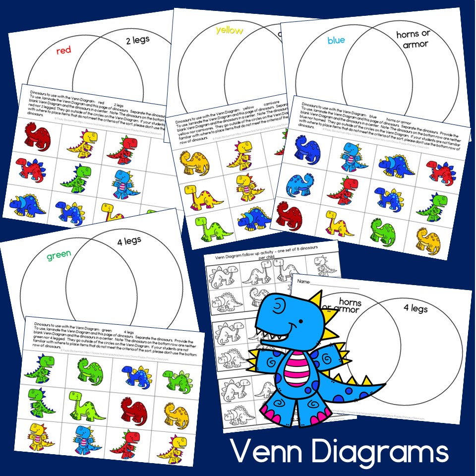 Dinosaur Math Graphing Sorting and Venn Diagram Centers | Made By Teachers