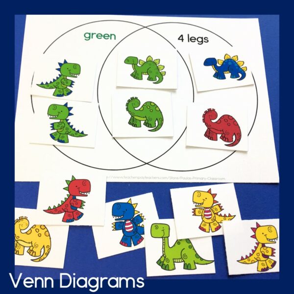 Dinosaur Math Graphing Sorting and Venn Diagram Centers | Made By Teachers