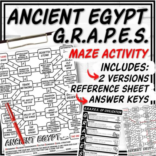 Ancient Egypt G.R.A.P.E.S. Maze Activity & Reference Sheet | Made By ...