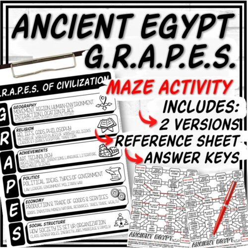 Ancient Egypt G.R.A.P.E.S. Maze Activity & Reference Sheet | Made By ...