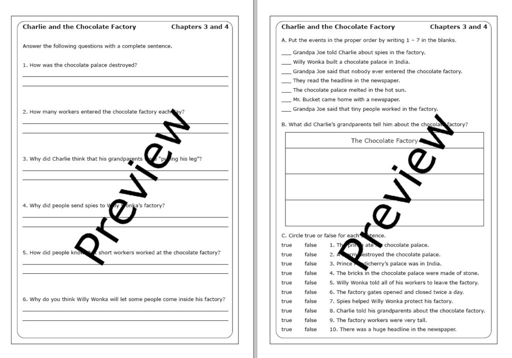Roald Dahl "Charlie and the Chocolate Factory" worksheets | Made By ...