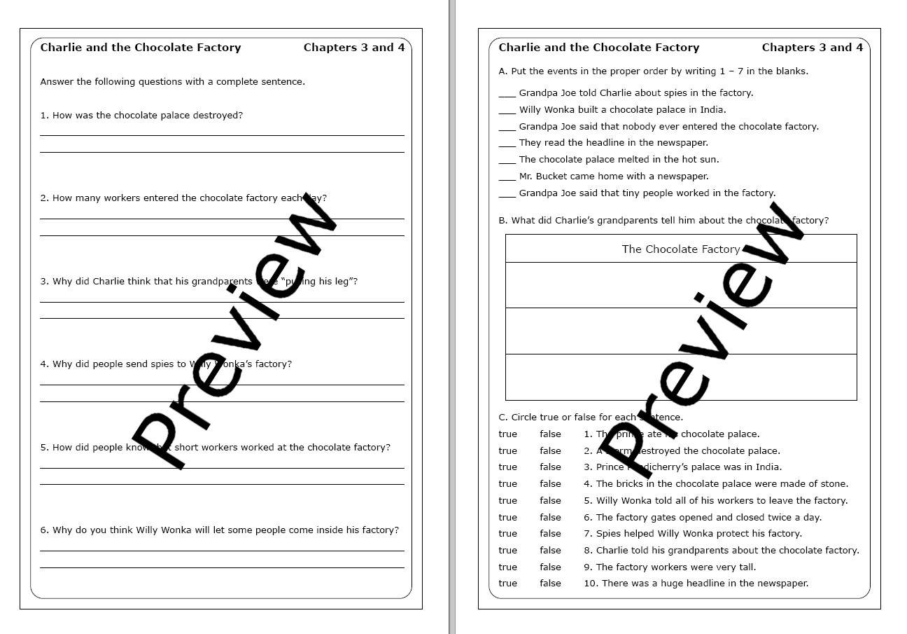 Roald Dahl "Charlie and the Chocolate Factory" worksheets | Made By ...
