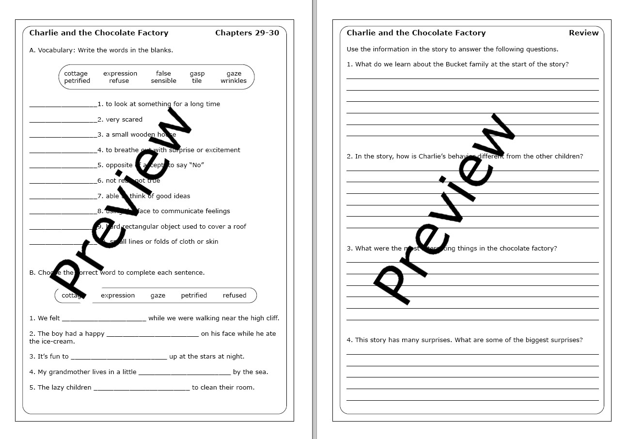 Roald Dahl "Charlie and the Chocolate Factory" worksheets | Made By ...