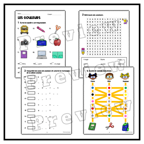 FRENCH Colors / Les Couleurs en Français Activities & Worksheets | Made ...