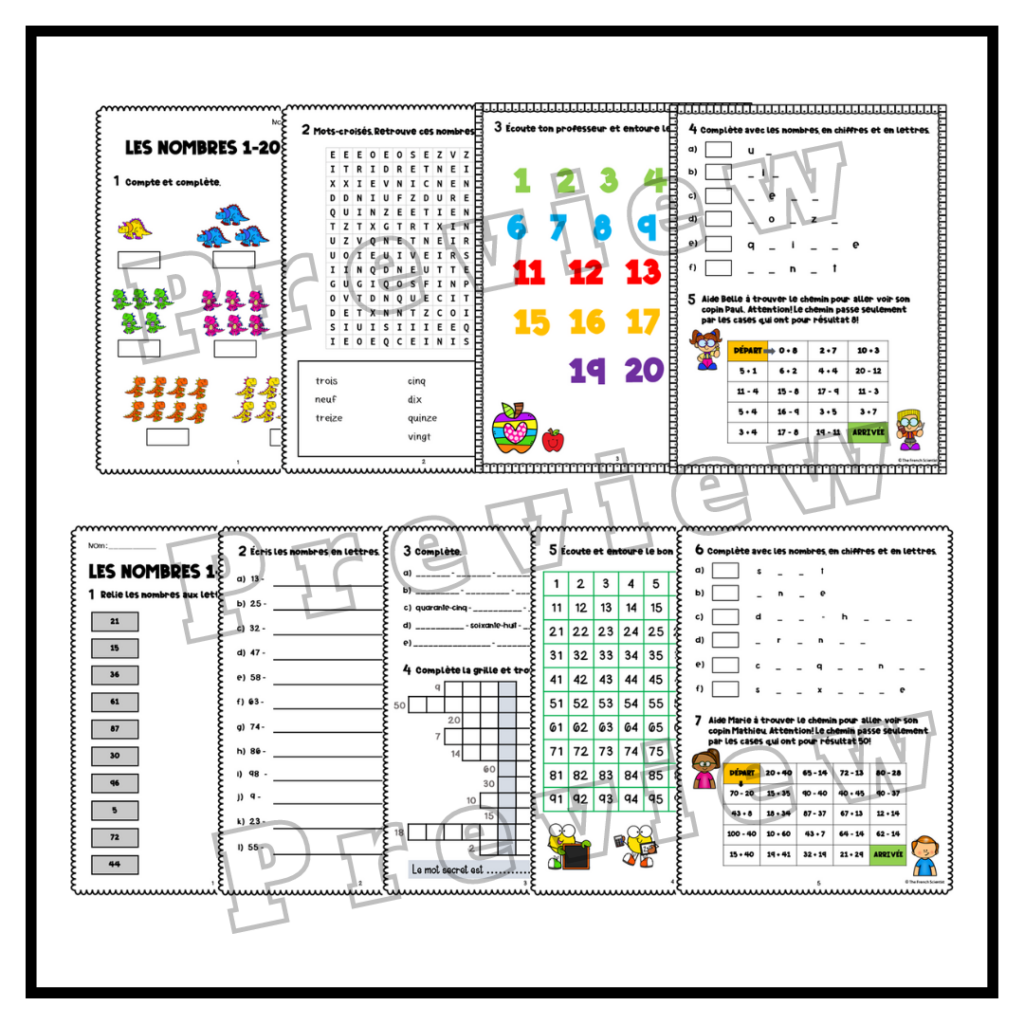 FRENCH 4 Sets of Activities Worksheets BUNDLE | Made By Teachers