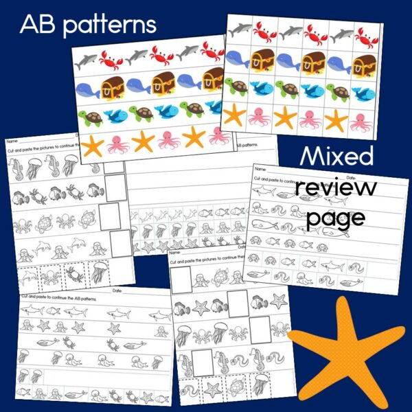 Ocean Animal Patterns Math Center with AB ABC and ABB Patterns | Made ...