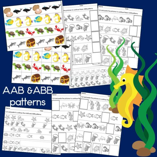 Ocean Animal Patterns Math Center with AB ABC and ABB Patterns | Made ...