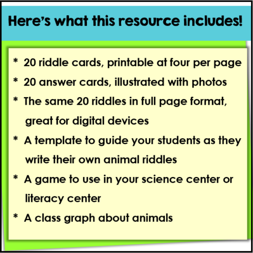 Animal Riddle Activities - Habitats, Classes, Characteristics | Made By ...